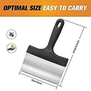 Heavy Duty Grill Scraper Stainless Steel Griddle Scraper with 5" Handle,Sturdy Food Scraper Tool Kitchen for Blackstone Grill Accessories,Outdoor Barbecue Turners Tools
