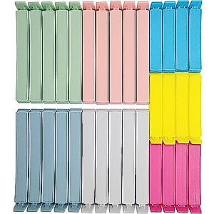 Yarall 32 PCS Plastic Chip Clips for Food Packages, Curved Design Sealing Bag Clips for Food, Kitchen and Home, Large Size(4.3in x20, 3.1in x10)