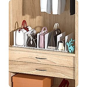 Baffect Adjustable Shelf Dividers, Plastic Purse Shelf Separators, Improved Handbag Organizers for Closet (Set of 2, White)