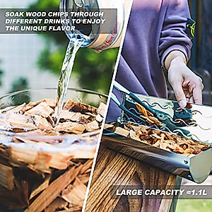 Skyflame Stainless Steel Smoker Box for Wood/Smoking Chips, Universal Barbecue Meat Smoking with Large Wavy Vent and Hinged Lid, Compact Size for Gas BBQ Grill Smoky Grilling, V-Shape