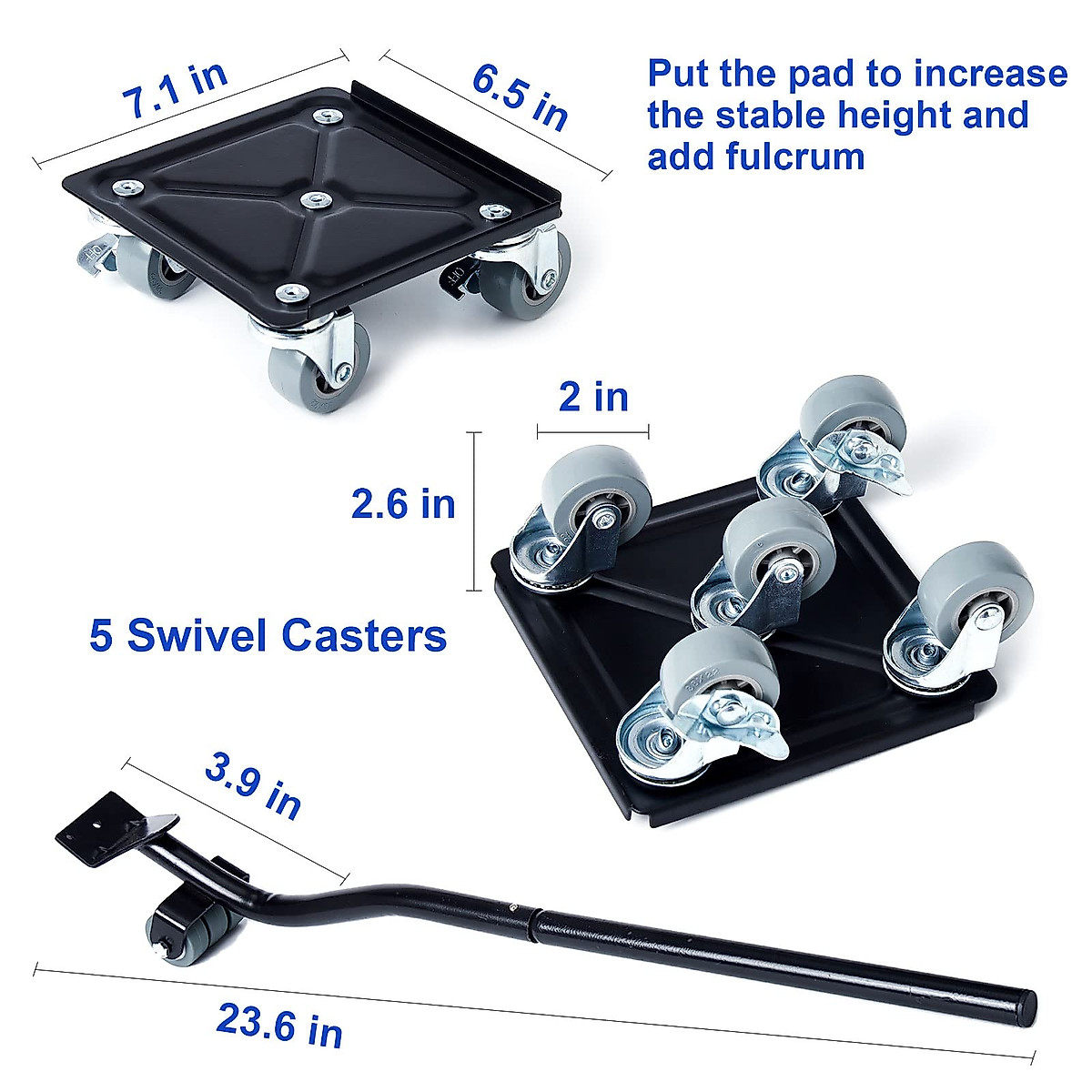 Goyappin Furniture Moving Tool, Furniture Dolly 5 Wheels, Heavy Duty Furniture Movers Furniture Lifter Moving Dolly, 3300 LBS Max. Load, 5 Wheels Roller Dolly for Refrigerator, Sofa, Cabinet