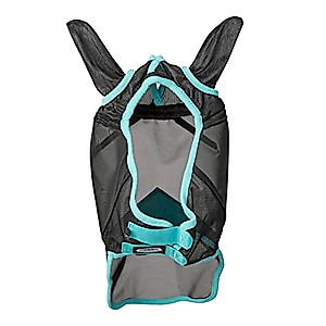 WeatherBeeta ComFiTec Deluxe Fine Mesh Mask with Ears & Nose, Grey/Turquoise, Cob