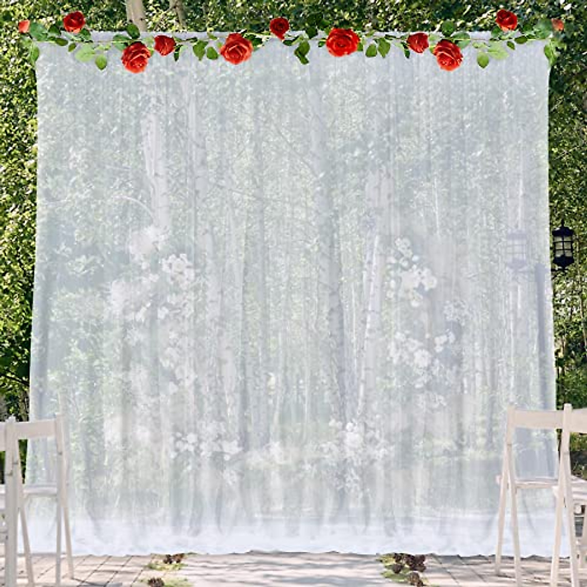 10x10ft White Tulle Backdrop Curtains for Parties, Sheer Backdrop Curtain Wedding Photo Backdrop Drapes for Baby Shower Photography Birthday Party (White)