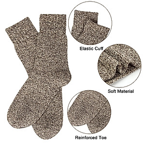 YSense 5 Pairs Mens Wool Socks Winter Warm Thick Socks Knit Causal Crew Socks for Men