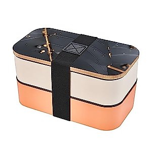 Enchanted Plant Leaves Adult Lunch Box, Bento Box, With Cutlery Set Of 3, 2 Compartments, Rectangular, Lunch Box For Adults