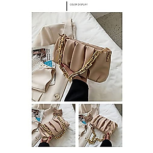 HAOOT Women’s Shoulder Bag Clutch Purse Evening Handbags Multipurpose Pleated Purses for Women (Khaki)