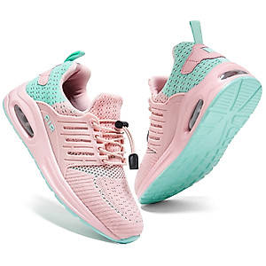 Ugmikdo Girls Shoes Kids Sneakers Boys Tennis Shoes for Running Athletic Walking Gym Sports Lightweight Breathable Slip-on A Pink, Size 2 Little Kid