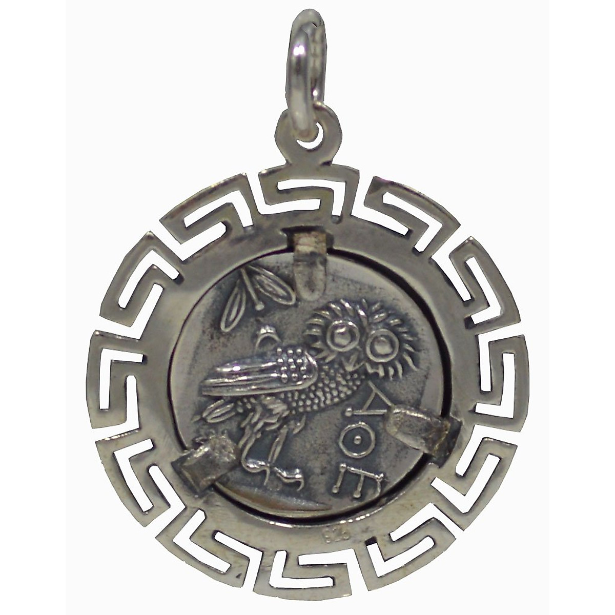 Goddess Athena Coin Pendant with Meander Design Item- Owl Of Wisdom