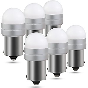 Noobibaba 1156 LED Bulb 1141 LED Bulb P21W BA15S LED Bulb 1383 LED Light Bulb for Landscape Light Bulbs 2W 12V 24V Warm White 2700K 6-Count