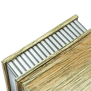 MyGift Rustic Brown Wood Kitchen Utensil Holder for Countertop with 4 Compartments and Corrugated Galvanized Metal Panel Design, Silverware and Flatware Storage Organizer