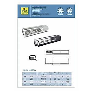 Refrigerated Sushi Display Cooler Case Countertop Black Color 5 Pan Commercial Refrigerator ; LED Lighting; 72" Wide NSF ETL -RTS-132B