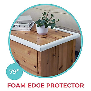 Toddleroo by North States Foam Edge Protector | Add Safety Around Wood, Glass or Stone Edges with Impact Absorbing Foam Protector | Baby Proof with Confidence (79" Roll, White)