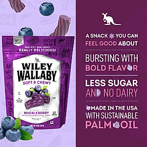 Wiley Wallaby Licorice 10 Ounce Classic Gourmet Soft & Chewy Australian Huckleberry Licorice Candy Twists, 1 Pack
