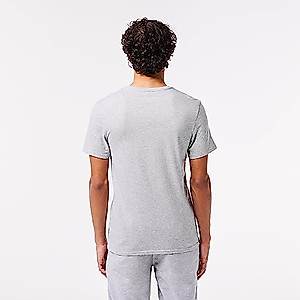 Lacoste mens Essentials 3 Pack 100% Cotton Slim Fit Crew Neck T-shirts Base Layer Top, White/Silver Chineblack, Large US