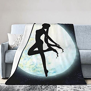 Sai.lor Moon Luna Cat Fleece Blanket Super Soft Plush Throw Blanket 50"X40" Cozy Fuzzy Bed Blankets Microfiber Flannel Blankets for Couch, Bed, Sofa