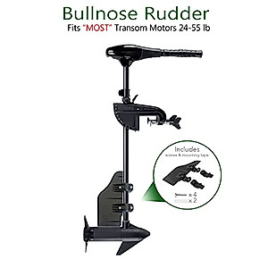 Bullnose Rudder clamp on boat rudder fits a 1.125" transom trolling motor shaft. Commonly used for, inflatable Pontoon, Pelican Bass Raider 10E, fishing Kayak, Canoe, Jon boat, etc. USA Manufactured