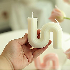 Decorative Candles Aesthetic Cool S Shaped Scented Twisted Candles White Pink Soy Wax Candles for Home Office Trendy Room Bookshelf Wall Shelves Minimalist Decor Candles (2 Pack)