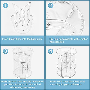 YIEZI 360 Degree Rotating Makeup Organizer,Large Capacity Make up Caddy Shelf,Acrylic Perfume Storage, Adjustable Skin Care Organisers for Dresser Tabletop and Bathroom, Clear (Diamond)