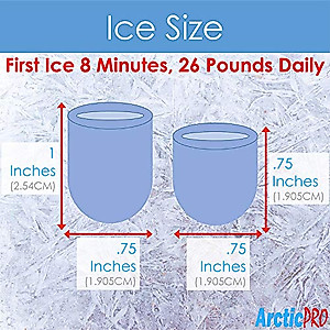 PORTABLE DIGITAL ICE MAKER MACHINE by Arctic-Pro with Ice Scoop, First Ice in 6-8 Minutes, 26 Pounds Daily, Great for Kitchens, Tailgating, Bars, Party, Small/Large Cubes, Black, 11.5x8.7x12.5 Inches