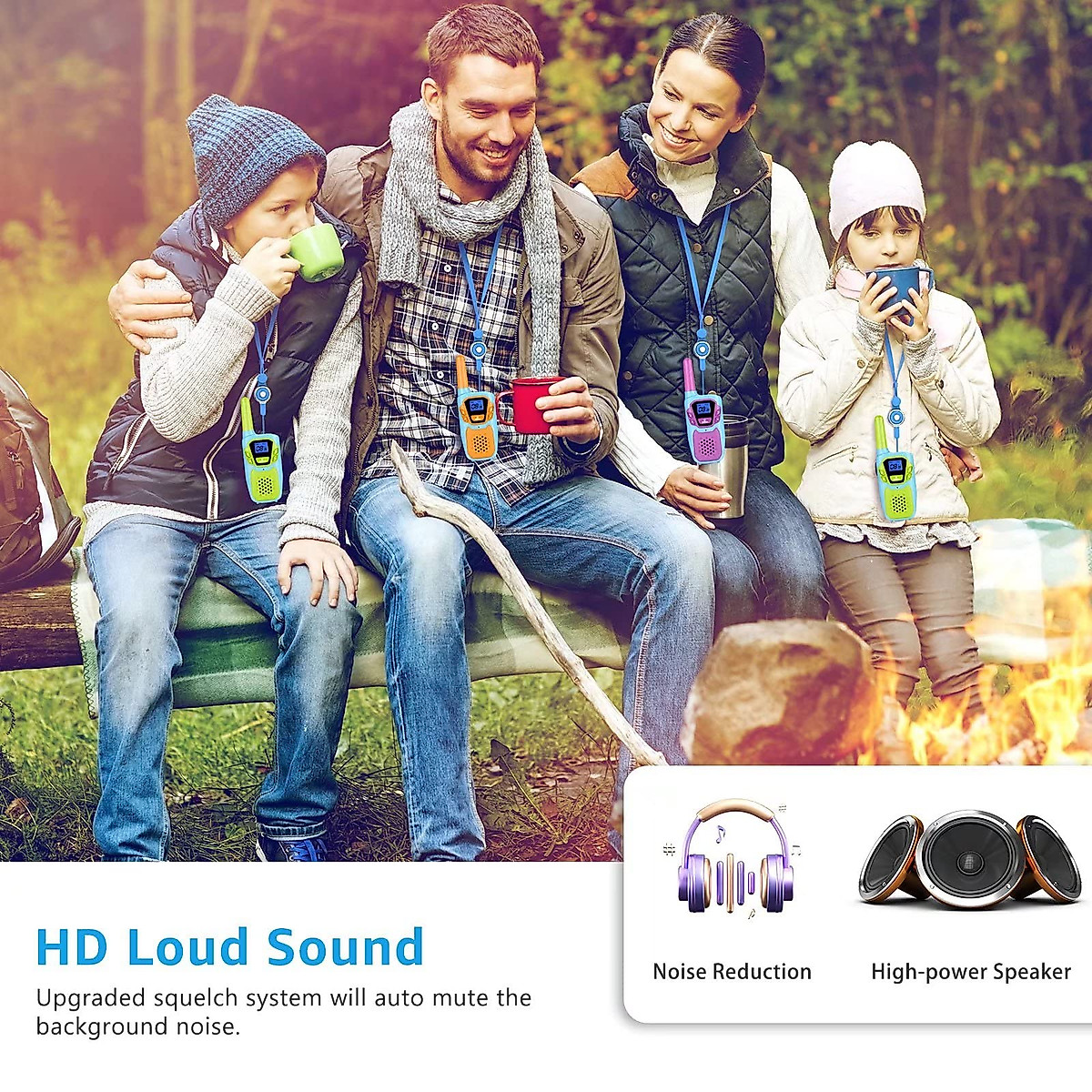 Topsung Walkie Talkies for Kids Adults Long Range Rechargeable 2 Pack, USB Walkie Talkies for Teen Girls Boys Age 3-12, NOAA 2 Way Radio Walkie Talkies for Family Camping Hiking Boating Fishing