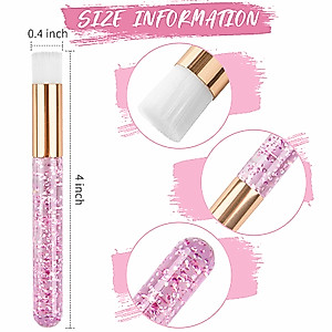 TUZAZO 20 Pieces Pink Lash Shampoo Brushes - Glitter Crystal Eyelash Extension Cleanser Brushes - Nose Pore Deep Cleaning Brush for Blackhead Removing Facial Cleansing (Pink)