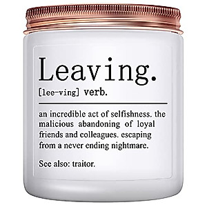 Funny Going Away Gift for Coworker- Farewell Gifts for Coworker, Leaving Definition Candle for Him or Her, Naughty New Job Gifts for Women, Lavender Scented Candles