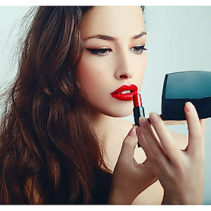 EUTECH Fashion Compact Cosmetic Mirror, Elegant Compact Purses Makeup Mirror, Small Compact Mirror 2 x 1 Magnification, Square, Perfect for Purses - Travel, Black