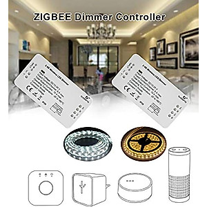 LED Strips Controller RGB CCT/ RGBW Zigbee Controller ww/cw and Dimmer Controller Smart Strip Light Controller Work with Amazon Echo Plus for DC12-24V LED Strip Lights (Dimmer Controller)