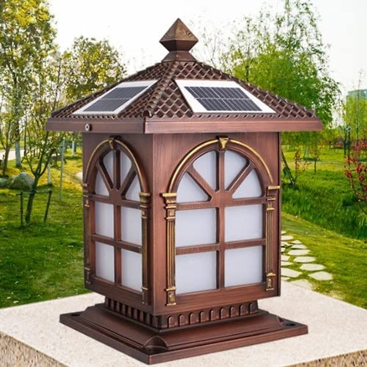 XMFXIAO Solar Home Outdoor Post Lights Villa Garden Patio Lights Park Decoration Lawn Lamp Chinese Style Waterproof Lighting Device Community Landscape Street Lamp