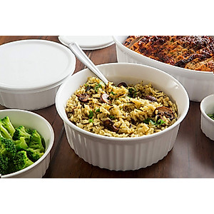 CorningWare French White 12-Pc Ceramic Bakeware Set with Lids, Chip and Crack Resistant Stoneware Baking Dish, Microwave, Dishwasher, Oven, Freezer and Fridge Safe
