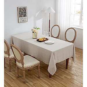 L Linen World 100% Linen Tablecloth,60x90 Inch Natural French Flax Rectangular Oblong Table Cloth for Kitchen, Dining, Party,Indoor,Outdoor,Weddings,Decorative Valentine's Day,Spring,Easter