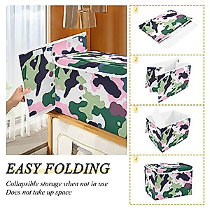 CaTaKu Camouflage Retro Storage Bins with Lids and Handles, Fabric Large Storage Container Cube Basket with Lid Decorative Storage Boxes for Organizing Clothes