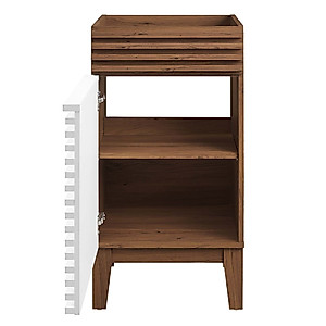 Modway Render 17" Particleboard Laminate Bathroom Vanity Cabinet in White/Walnut