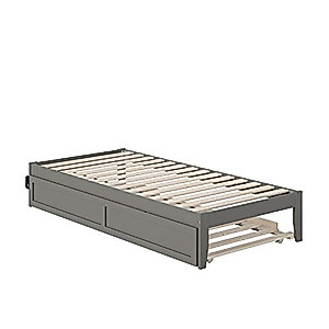 AFI, Colorado Bed with USB Turbo Charger and Twin Extra Long Trundle, Twin Extra Long, Grey