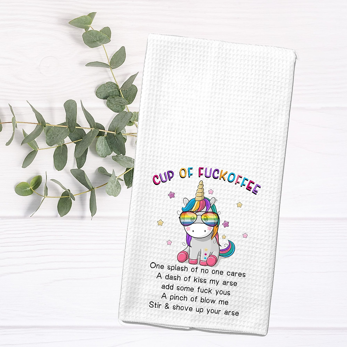 Cup of Fuckoffee Funny Unicorn Microfiber Kitchen Tea Bar Towel Gift for Women