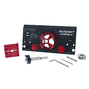 Milescraft 1342 Euro Hinge Jig – Concealed Hinge Jig, Drilling Guide, Drill Jig for Framed and Frameless Cabinets. Metal Drill Guide Produces Perfect Hinge Holes. 35 mm Forstner Bit Included