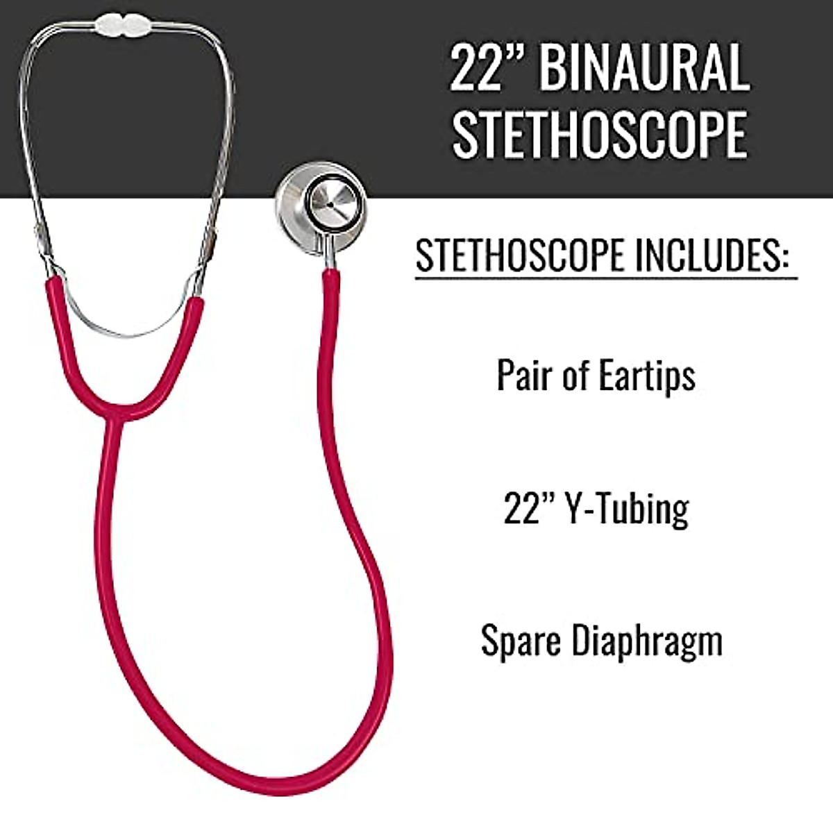 MABIS MatchMates Aneroid Sphygmomanometer and Dual Head Stethoscope Combination Home Blood Pressure Kit with Calibrated Nylon Cuff, Professional Quality, Carrying Case, Magenta