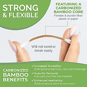 Beautiful Mind Bamboo Cotton Swabs for Ears – 500 Pack – Qtips with Carbonized Bamboo for Durability – Eco-Friendly, Biodegradable & Vegan – 100% Organic Cotton Ear Swabs for Makeup