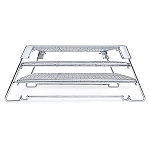 FLAMETOP Foldable Sliding 3 Tiered Jerky Rack Extension Cooking Space Applicable to Barrel Style Pellet Smoker Grills