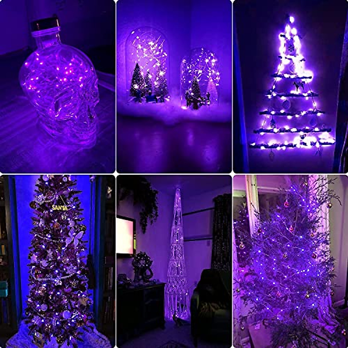 BOLWEO 10Ft 30 LED Purple Fairy Lights Battery Operated String Lights Starry for Bedroom Decor Diwali Halloween Christmas Lights Tree Wedding Party Decoration