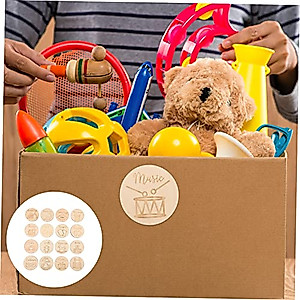 LIFKOME 16pcs Removable Labels Kids Baskets Wood Tags Kids Storage Organizer for Labels for Home Décor Wooden Round Circle for Home Decoration Wooden Round Circle Decoration Crafts