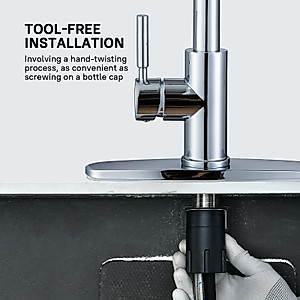 WEWE Sink Faucet, Pull Down Kitchen Faucet with Sprayer Low Lead Commercial Modern Stainless Steel rv Farmhouse Kitchen Faucet Single Handle 1 or 3 Hole Kitchen Sink Faucet, Polished Chrome