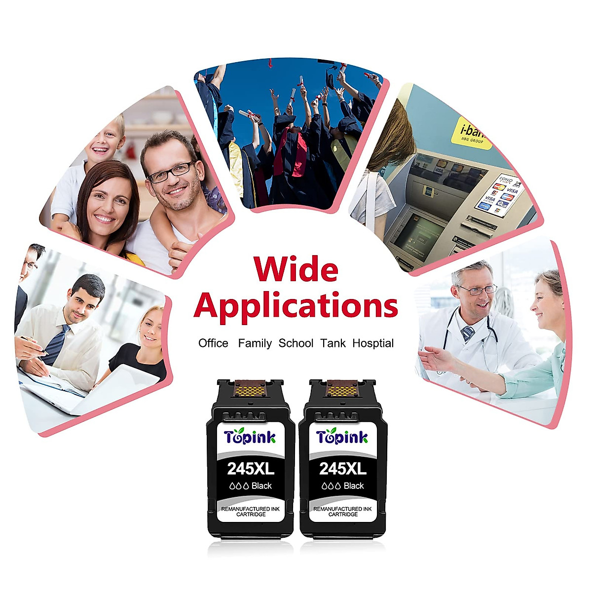 245XL Ink Cartridge Replacement for Canon Printer Ink 245 Black XL Ink PG-245XL PG 245 Use with PIXMA MX492 MX490 MG2522 MG2920 MG2420 MG2520 MG2922 TS3100 TS3122 TS3320 TR4520 TR4522 Printers