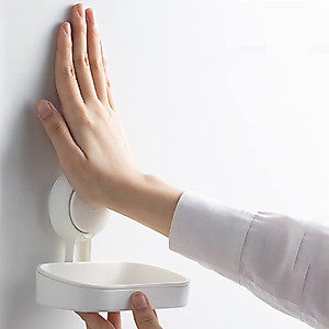 Urbanstrive Suction Cup Soap Dish Holder with Drain for Shower/Sink/Bathroom, NO-Drilling, Removable, Powerful Max Hold 11lbs, White