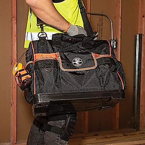 Klein Tools 55469 Tradesman Pro Wide-Open Tool Bag Made of 1680 Ballistic Weave with Molded Bottom and Detachable Shoulder Strap