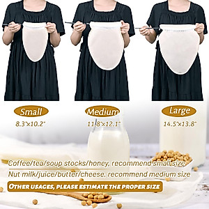 WMKGG Ultra Fine Mesh Milk Bag Strainer, 3-Pack Reusable Cheesecloth Nut Milk Bag with Stainless Steel Handle Frame for Filter NutMilk, Coffee, Milk, Butter, Juices and Fresh Cheese (Large Size)