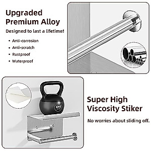 Adhesive Toilet Paper Holder with Phone Shelf, Wall Mounted Toilet Paper Roll Holder, Rustproof Bathroom Tissue Roll Holder with Shelf, Sticky Toilet Paper Roll Holder- Silver