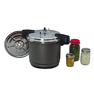 Granite Ware Pressure Canner and Cooker/Steamer, 7 Pint Jars or 8 Half-Pint Jars, 12-Quart, Black