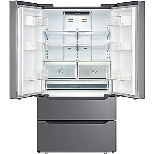 SMETA French Door Kitchen Refrigerators with Ice Maker, 22.5 Cu.Ft Counter Depth Fridge for 36 Inch Double Door with Bottom Freezer, Stainless Steel Full Size, Side by Side Fridges neveras para cocina