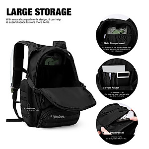 Mardingtop 25L Tactical Backpacks Molle Hiking daypacks for Camping Hiking Military Traveling Motorcycle Black